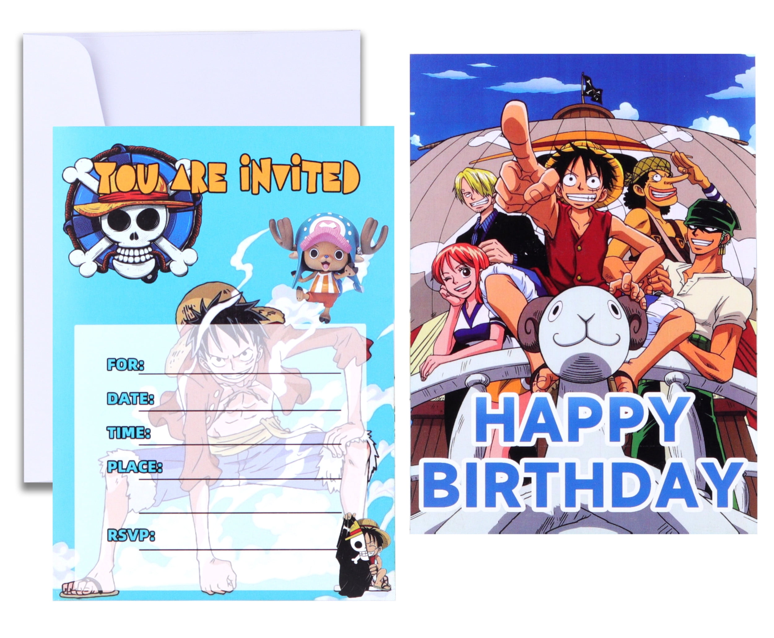 Roffatide Anime One Piece Invitations Cards Happy Birthday Supplies 16 ...