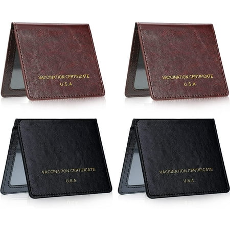 4 Pieces Vaccine Card Protectors Faux Leather Vaccine Card Holders PU ...