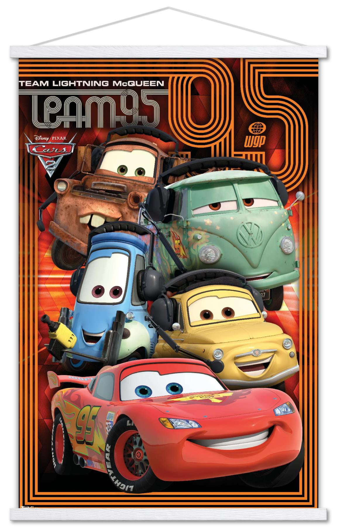 Disney Pixar Cars 2 - Pit Crew Wall Poster with Wooden Magnetic Frame ...