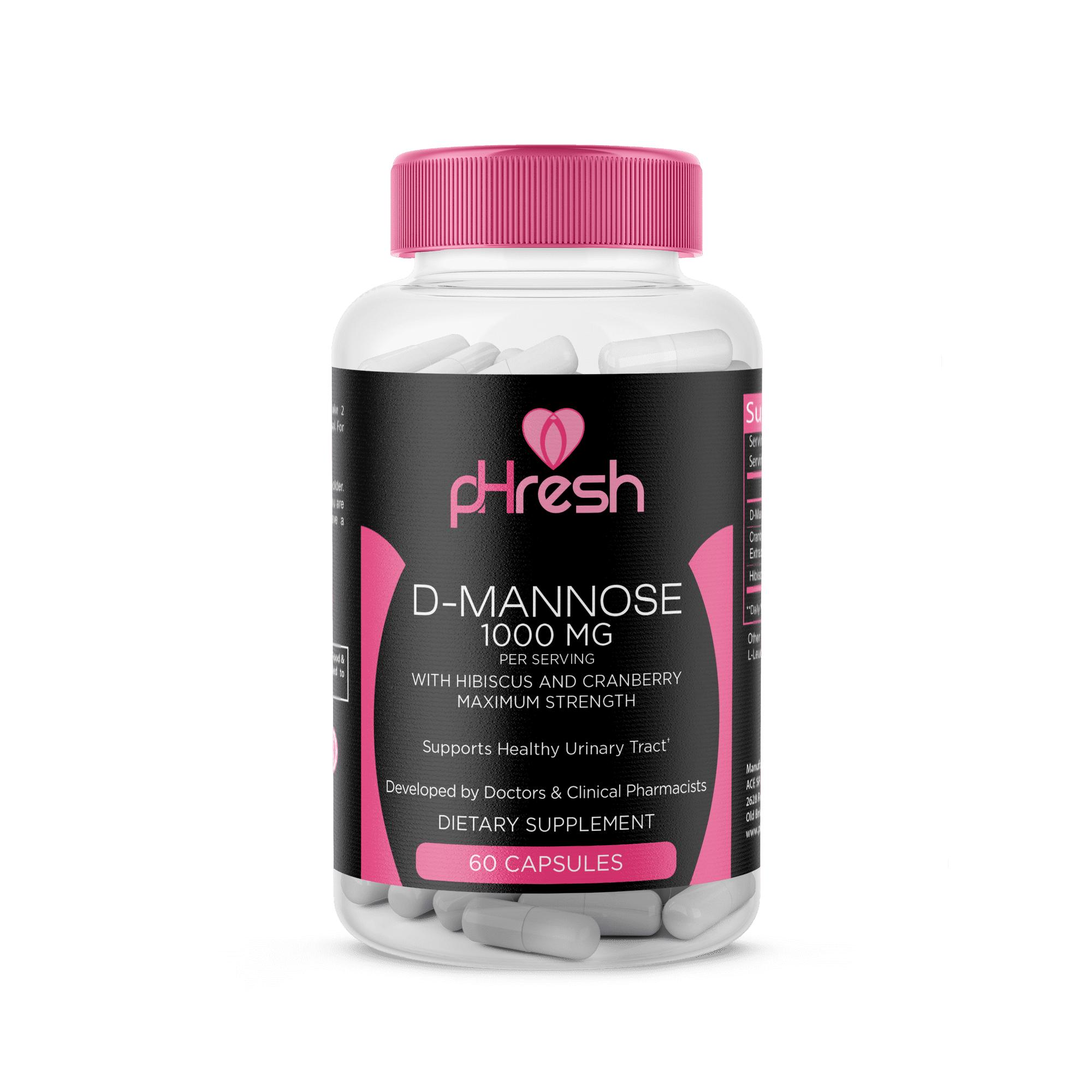 pHresh D-Mannose with Cranberry Capsules for Women and Men, Maximum ...