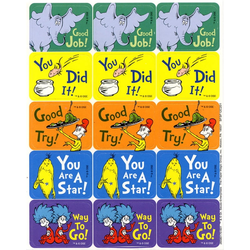 Dr. Seuss Success Stickers, Pack of 120 | Bundle of 10 Packs - Walmart.com