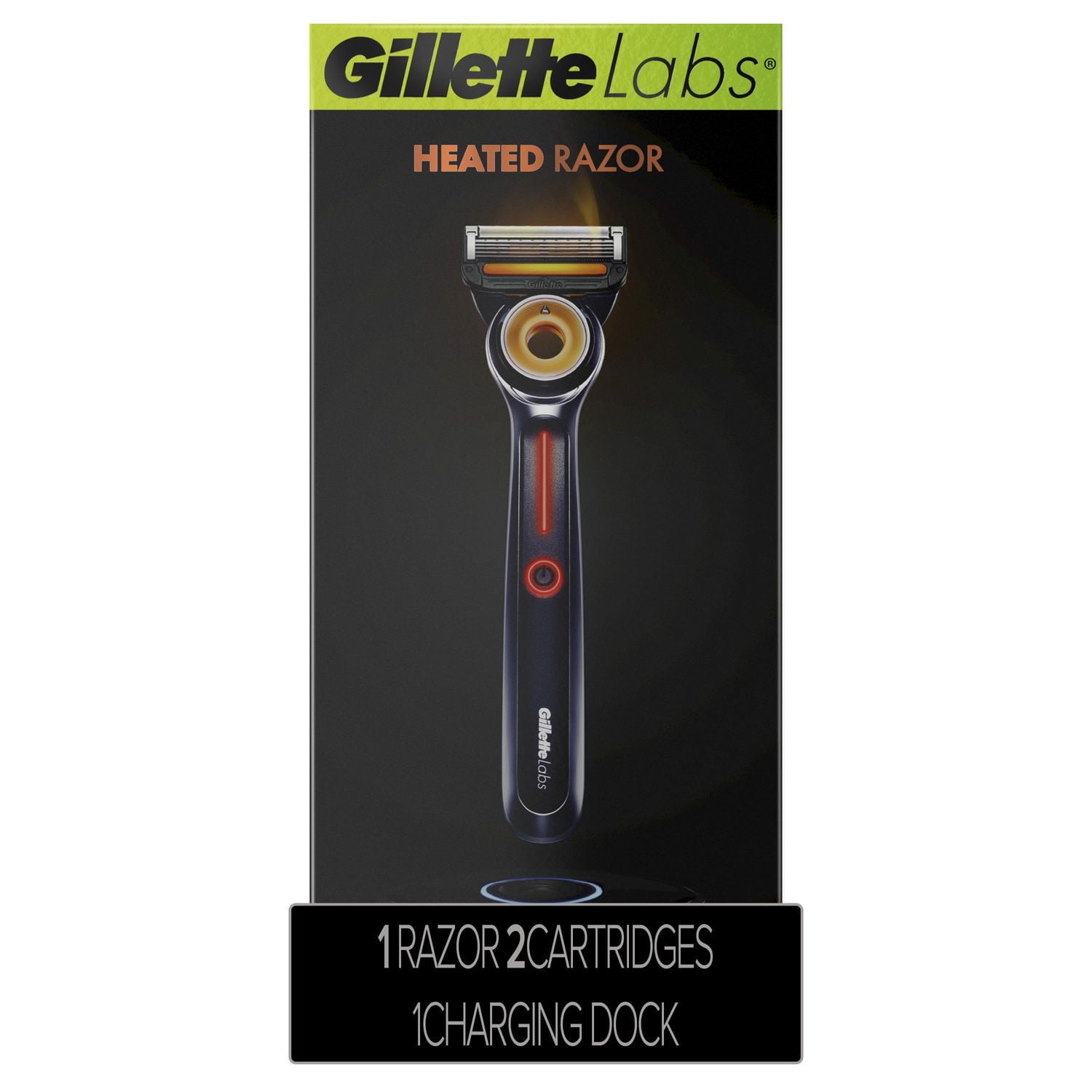 Gillettelabs Heated Razor Starter Kit - 1 Handle  2 Blade Refills  1 Charging Dock