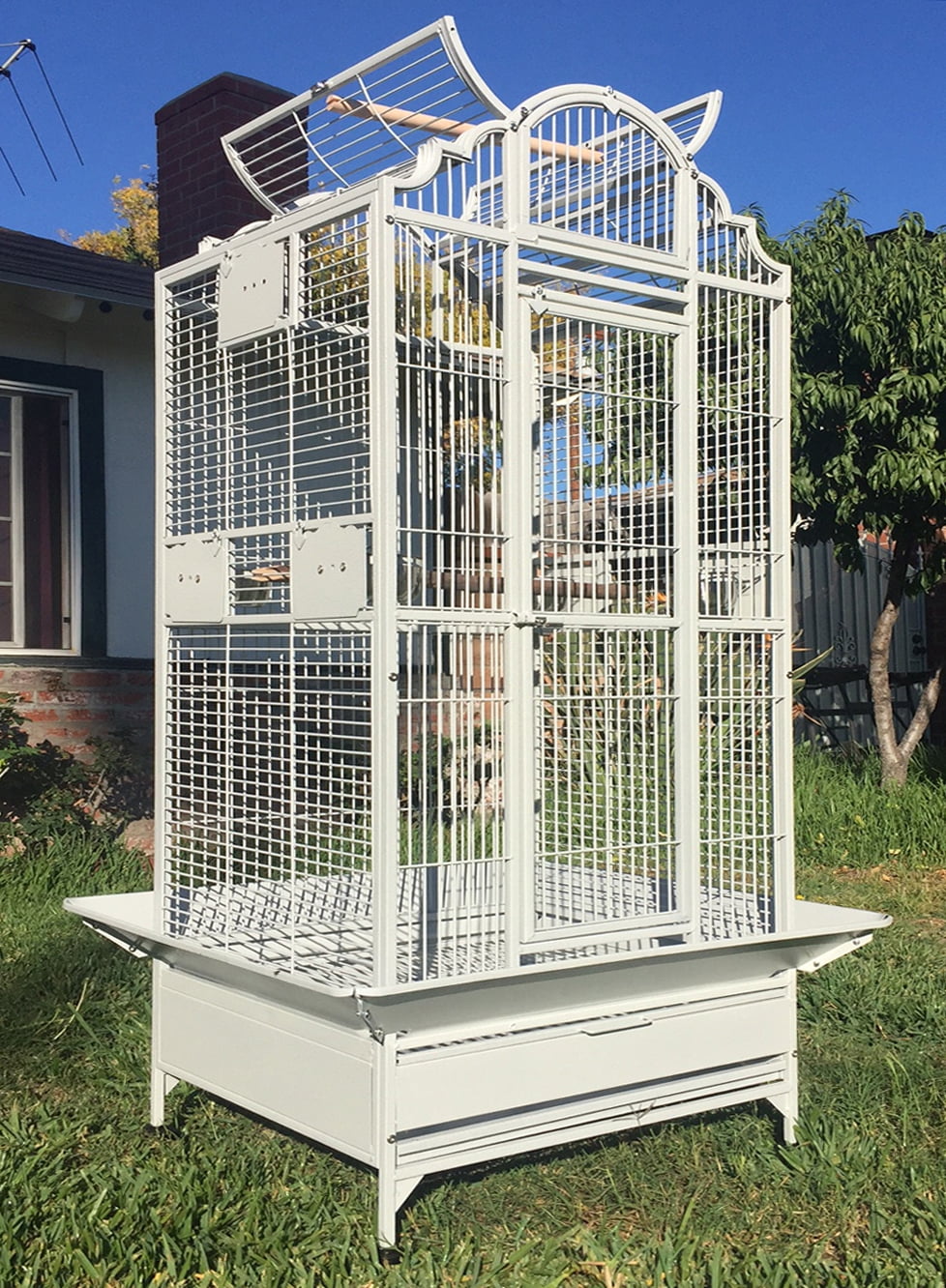 Large Elegant Wrought Iron Open/Close Dome Perch Play Top Stand Bird ...