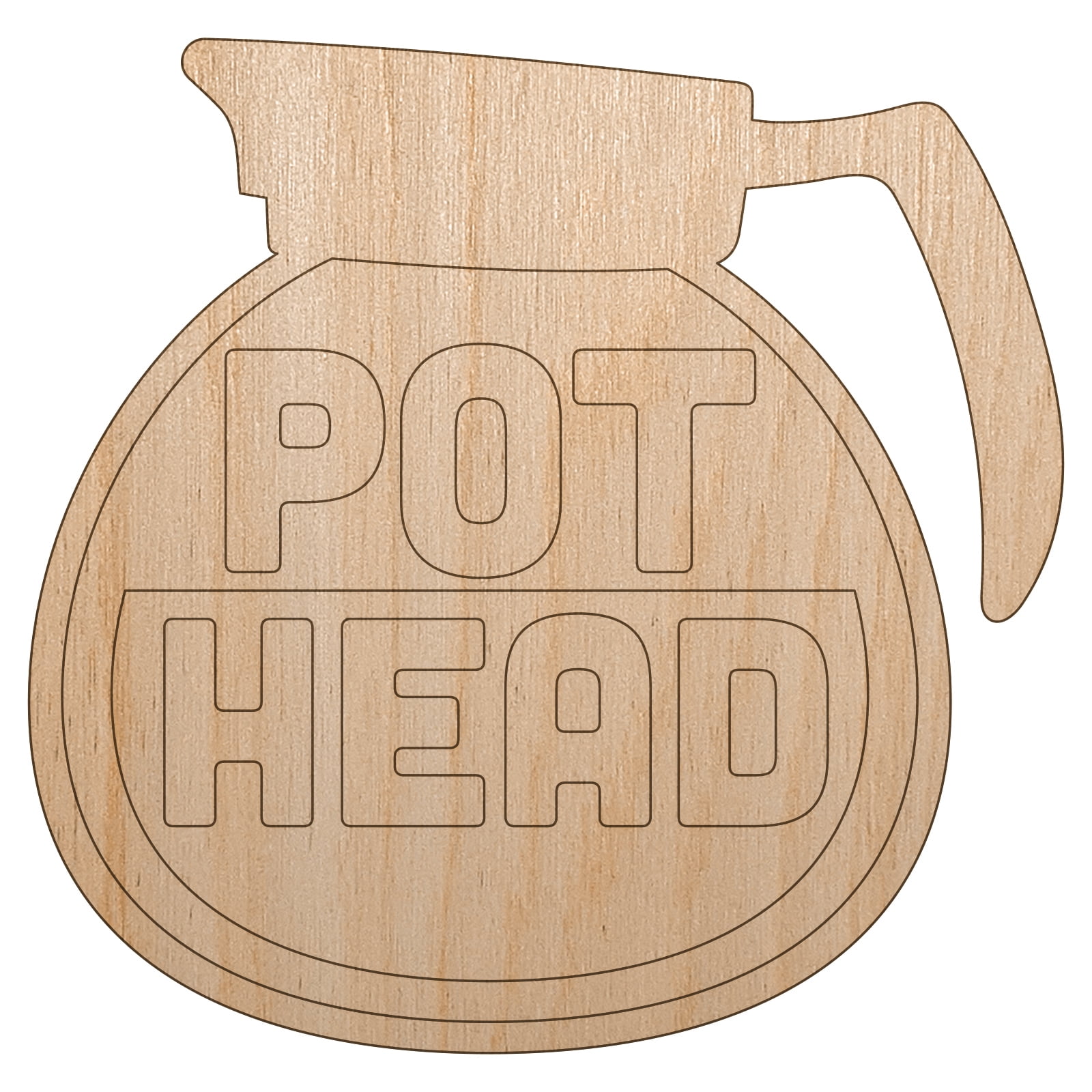 Pot Head Coffee Wood Shape Unfinished Piece Cutout Craft DIY Projects ...
