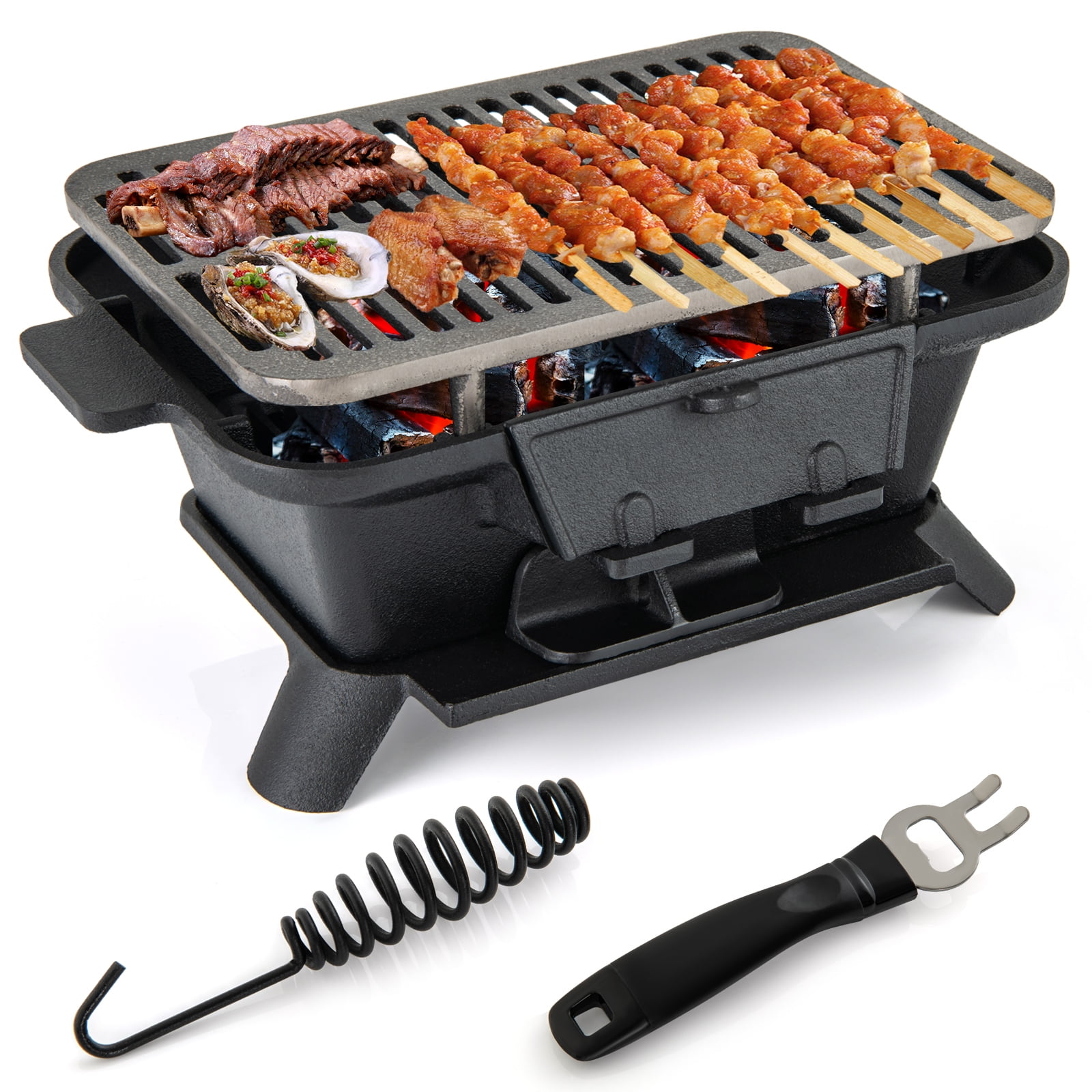 Click here for Patiojoy 100 Cast Iron Charcoal Grill Portable Hib... prices