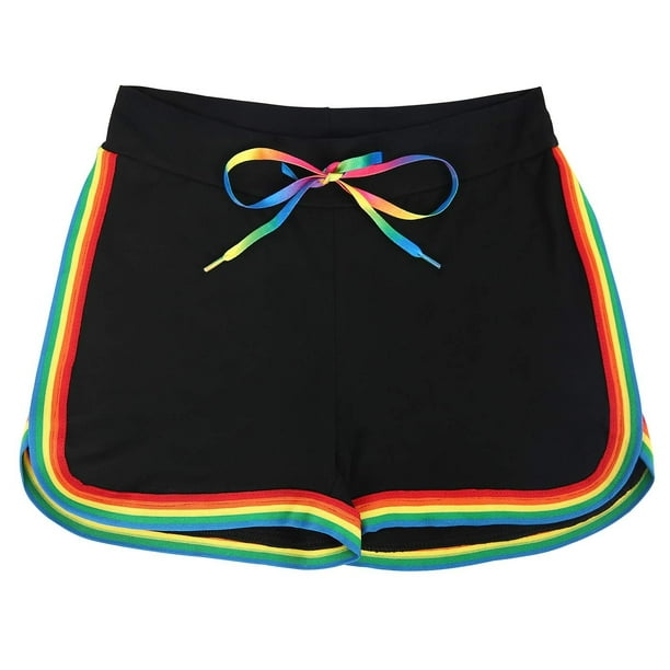 HDE Womens Rainbow Striped Retro Fashion Dolphin Running Workout Shorts ...