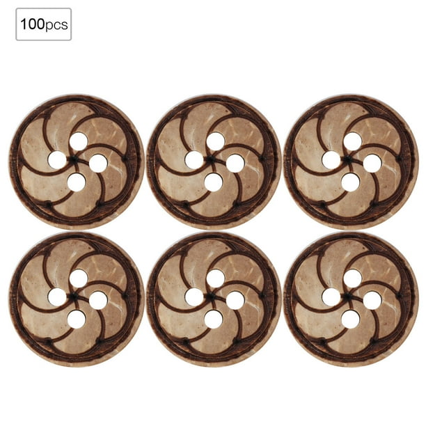 Botones Redondos De Cáscara De Coco, Manualidades De Costura Con 4 Agujeros, Botón De Madera DIY ...