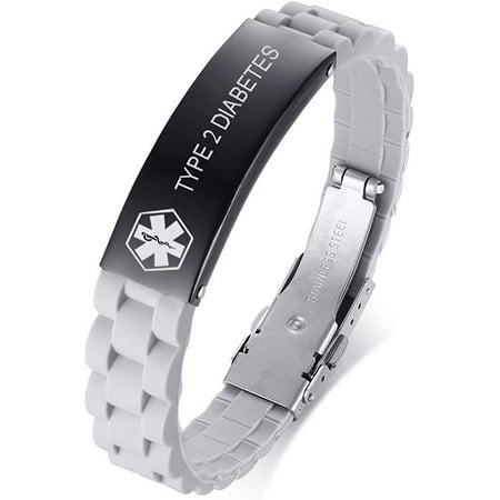 Free Engraving Silicone Adjustable Medical Bracelets Sport Emergency ID ...