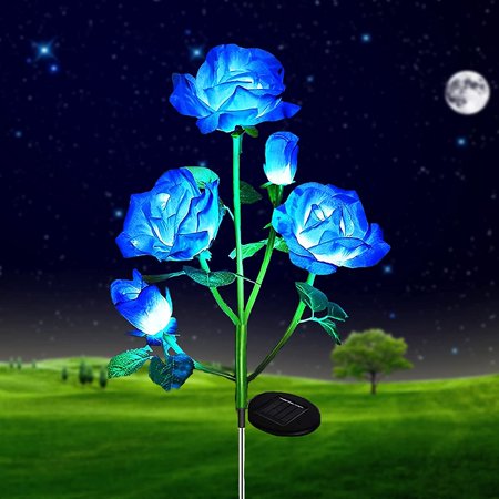 Solar Garden Lights Outdoor, 1 Piece Solar Rose Flower Lights, 5 LED ...