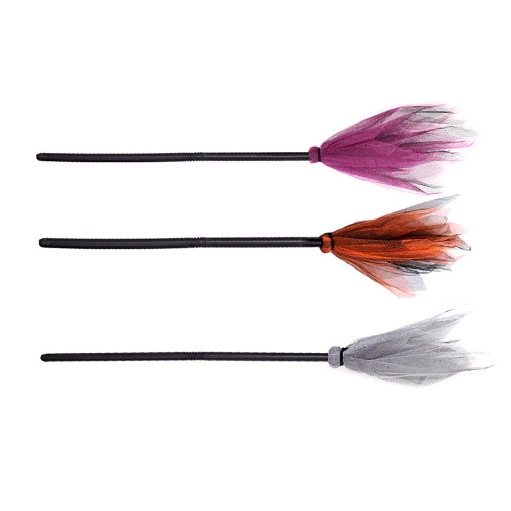 Xmarks 3 Pieces Retractable Plastic Halloween Witch Broom Props Net ...