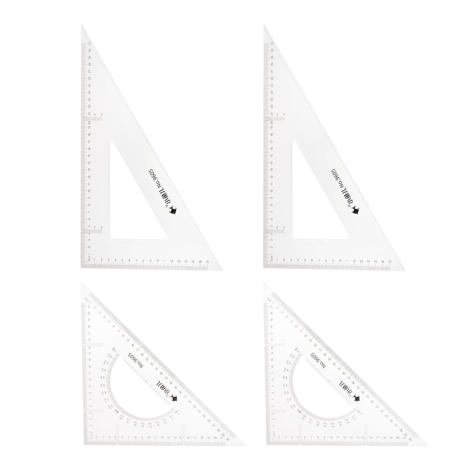 Uxcell 4piece Triangle Ruler Square Set 31cm 30/60 and 45/90 Degrees ...