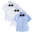 3 Piece Dress Shirt Set for Kids Short Sleeve Collared Gentleman ...
