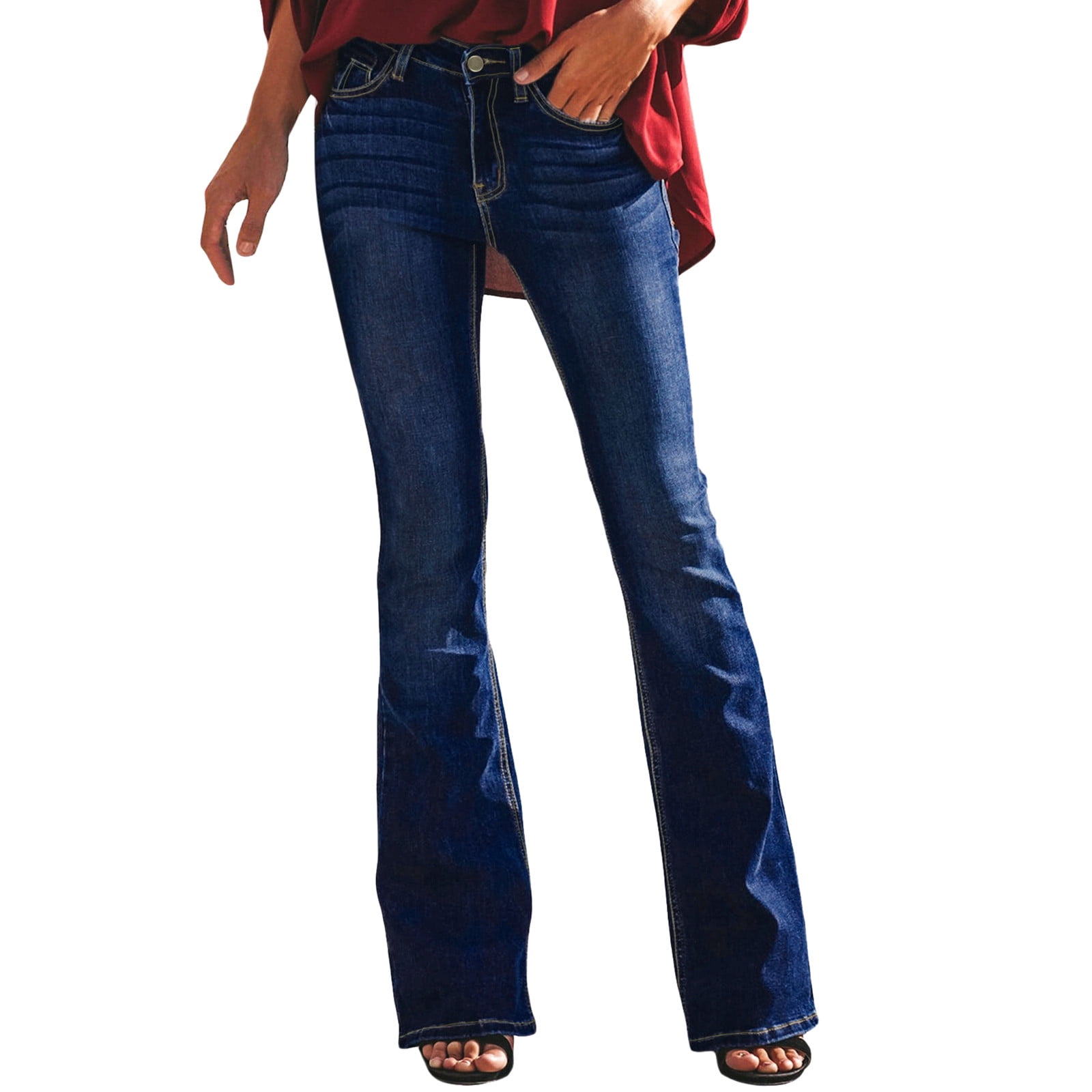 Click here for Aocisk Womens Fashion Flare Casual Solid Color Jea... prices