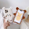 Cute Kawaii 3D Bear Furry Warm Plush Compatible with iPhone Case (Brown ...