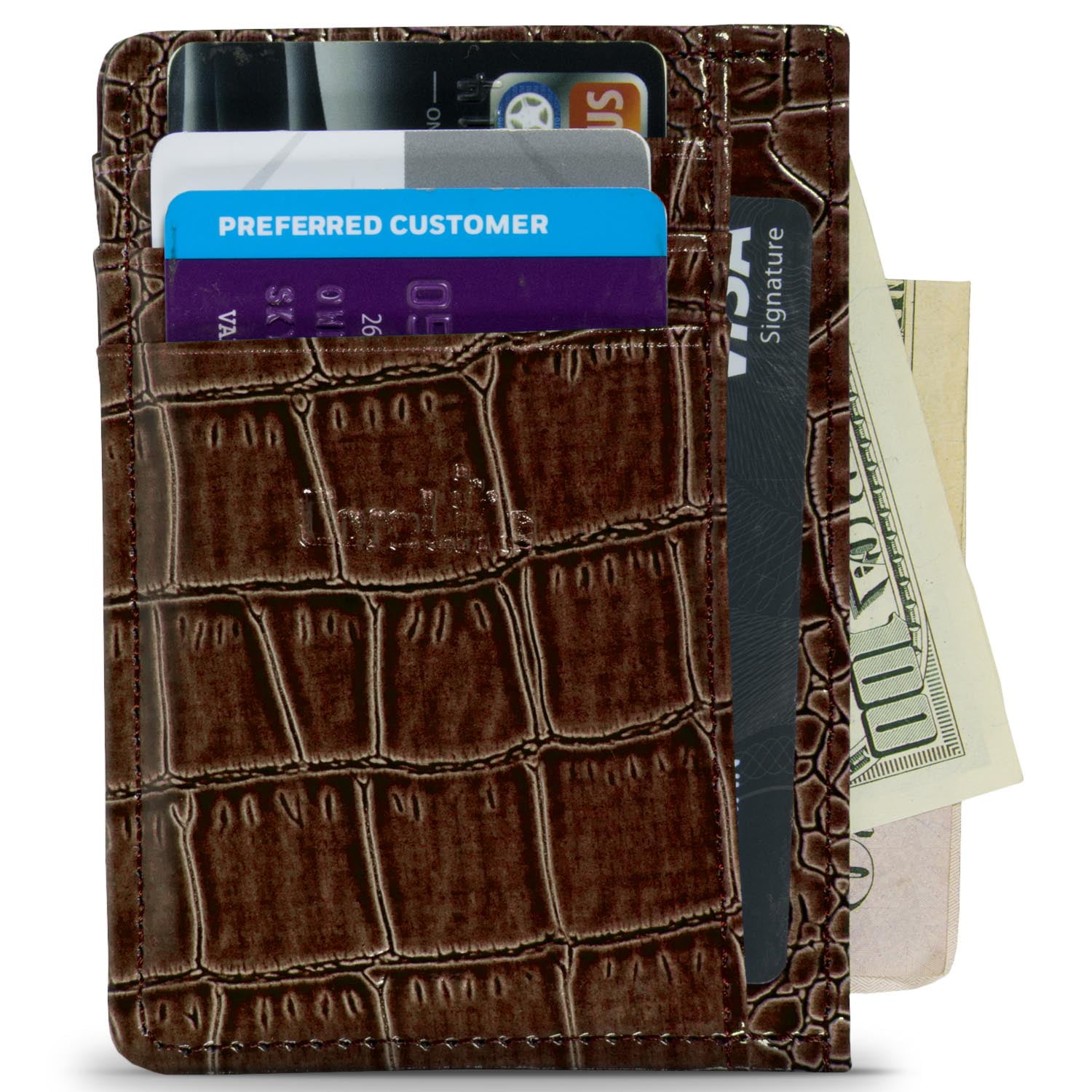 Vegan Leather RFID Blocking Credit Card Holder Slim Front Pocket ...