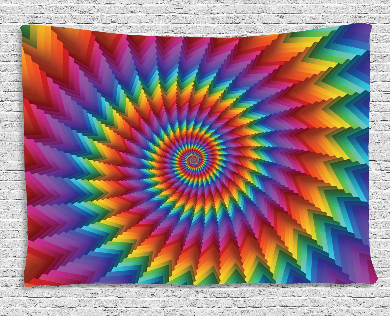 Trippy Tapestry, Psychedelic Rainbow Spiral in Vibrant Colors Circular ...