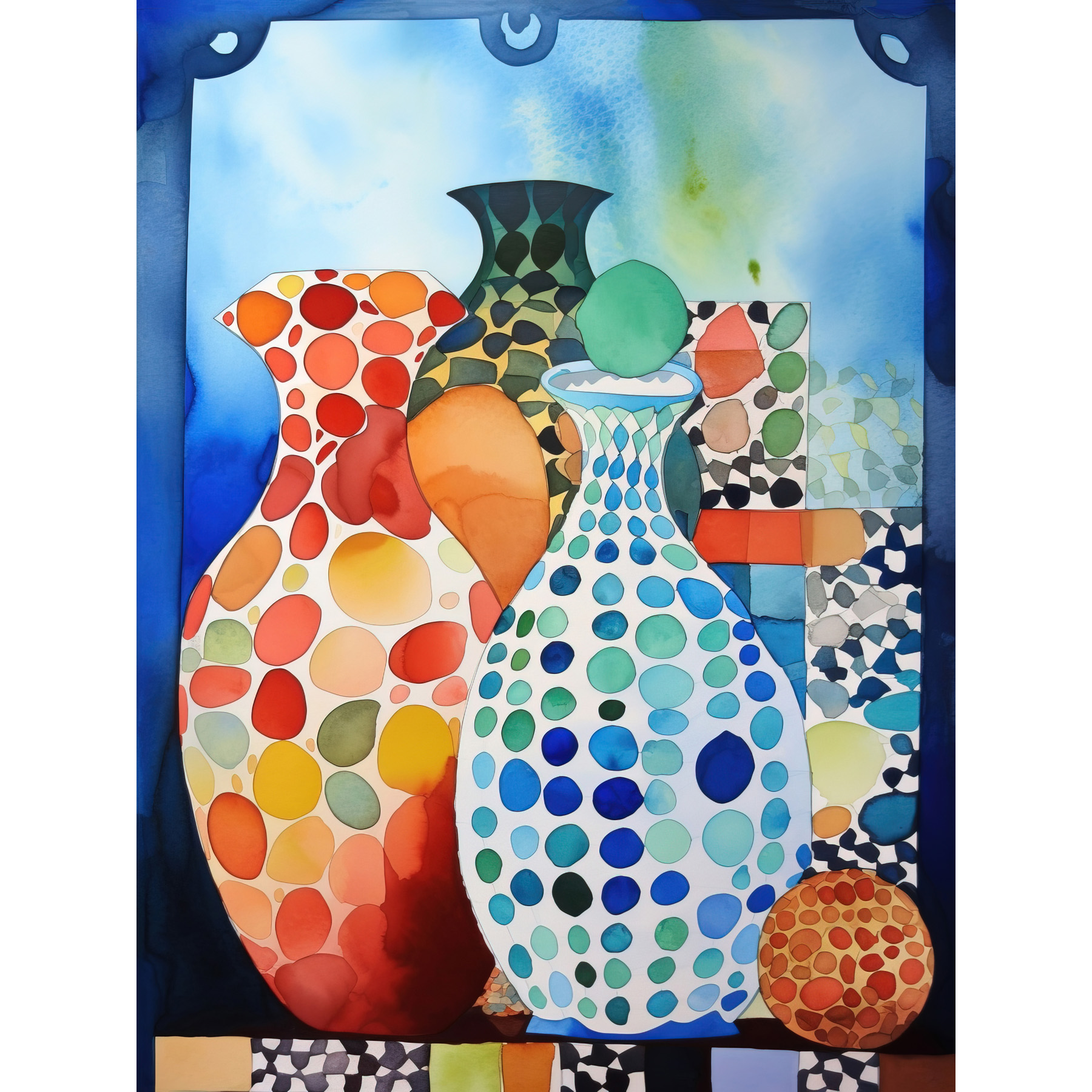 Polka Dot Glazed Porcelain Ceramic Vases Modern Folk Art Large Wall Art ...