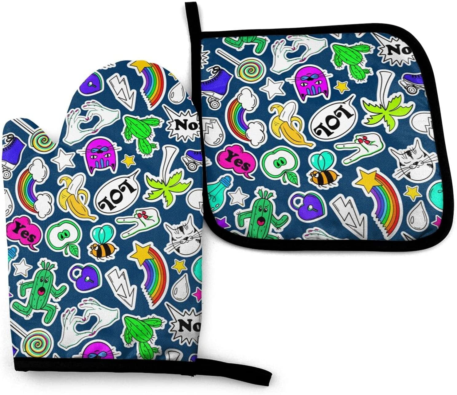 Funny Fashion Stickers Oven Mitts and Pot Holders Cartoon 80s 90s Comic ...