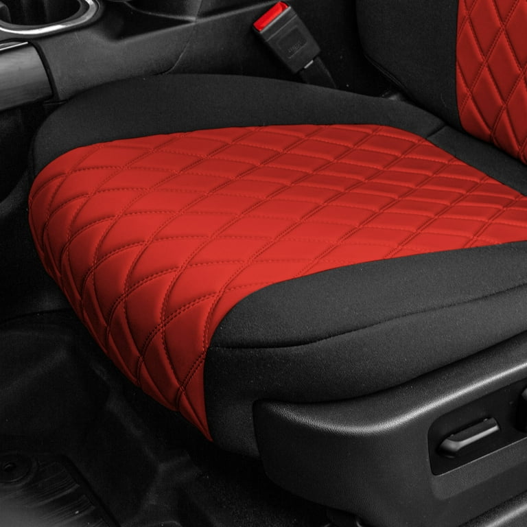FH Group Custom Fit Truck Car Seat Cover for 2019 2023 GMC Sierra 1500 2500HD 3500HD SLT AT4 Denali Red Full Set Neoprene Seat Covers with Air