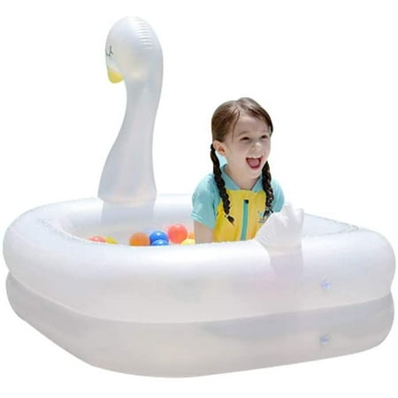 Inflatable White Swan Kiddie Pool with Electrical Pump, Small Blow Up ...