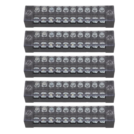 Terminal Block Kit, 600V Dual Row Screw 15A Impact Resistant Fire Proof ...