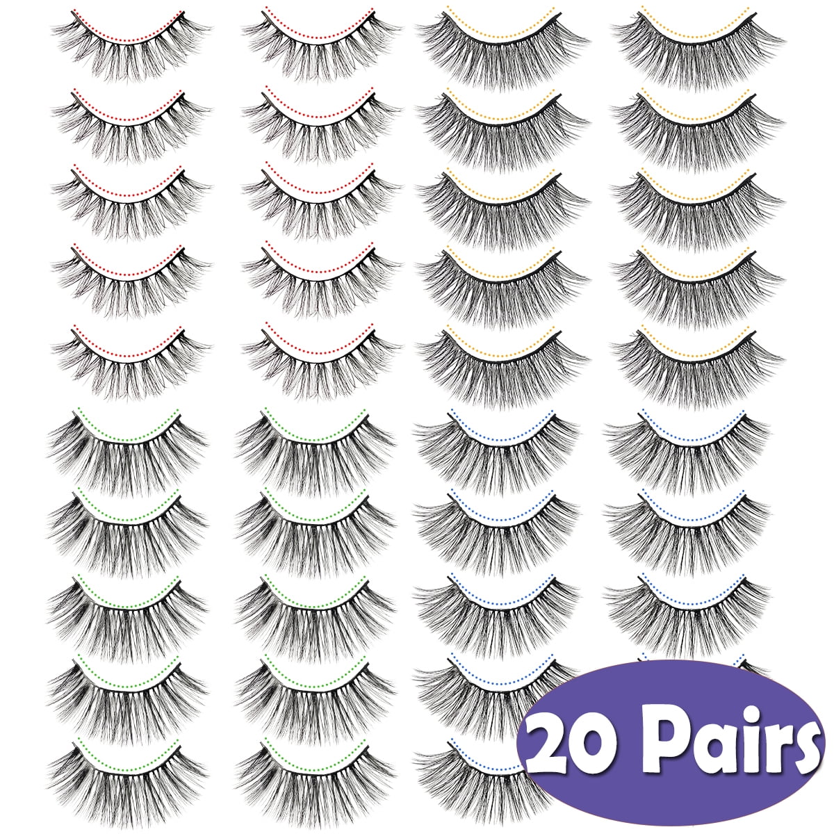 Women False Lashes Set 4 Styles 5D Natural Dramatic Long Eyelashes ...