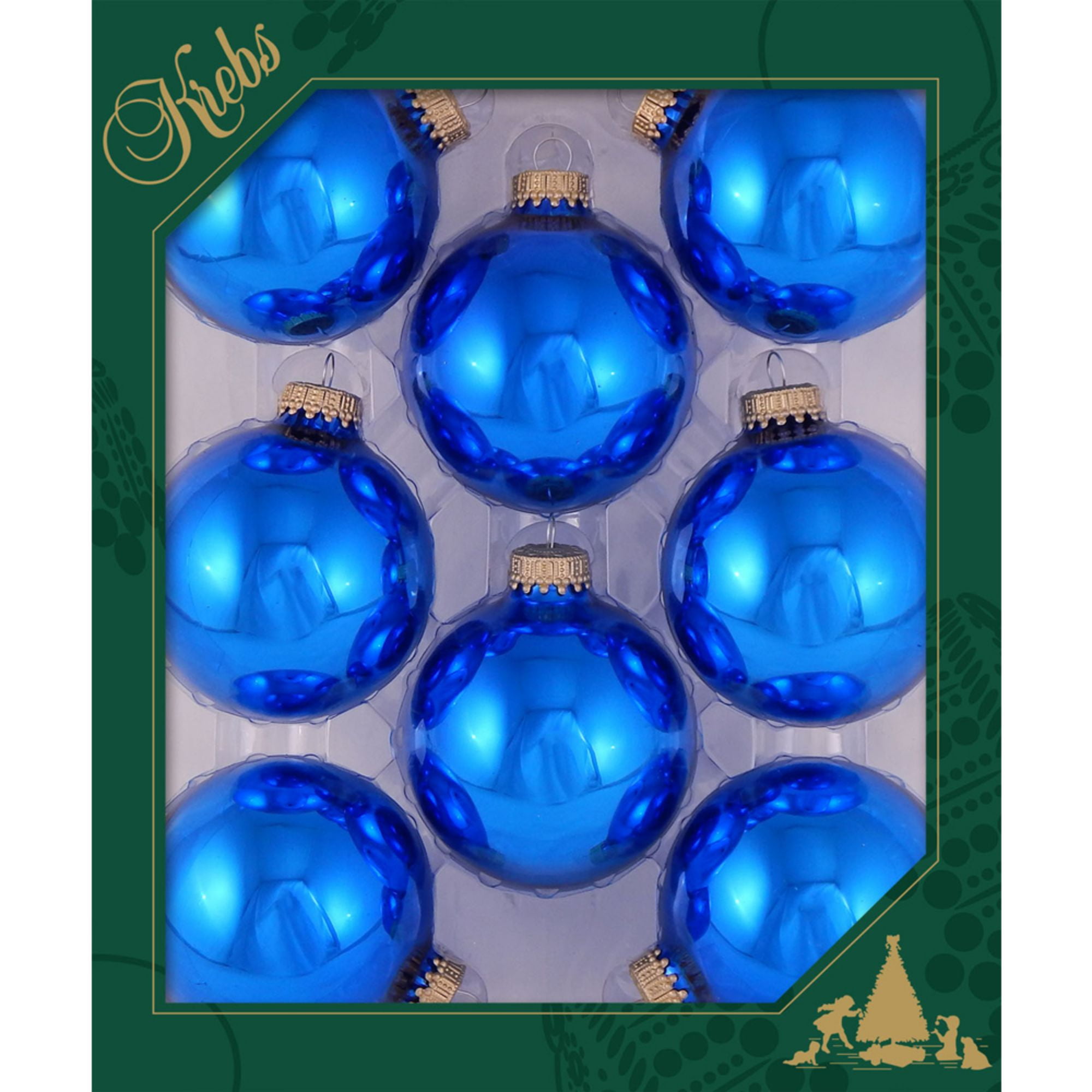 8ct Classic Blue Shiny Glass Christmas Ball Ornaments 2.5" (67mm ...