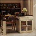 Multi-Functional Kitchen Island with Extendable Dining Table, Glass ...