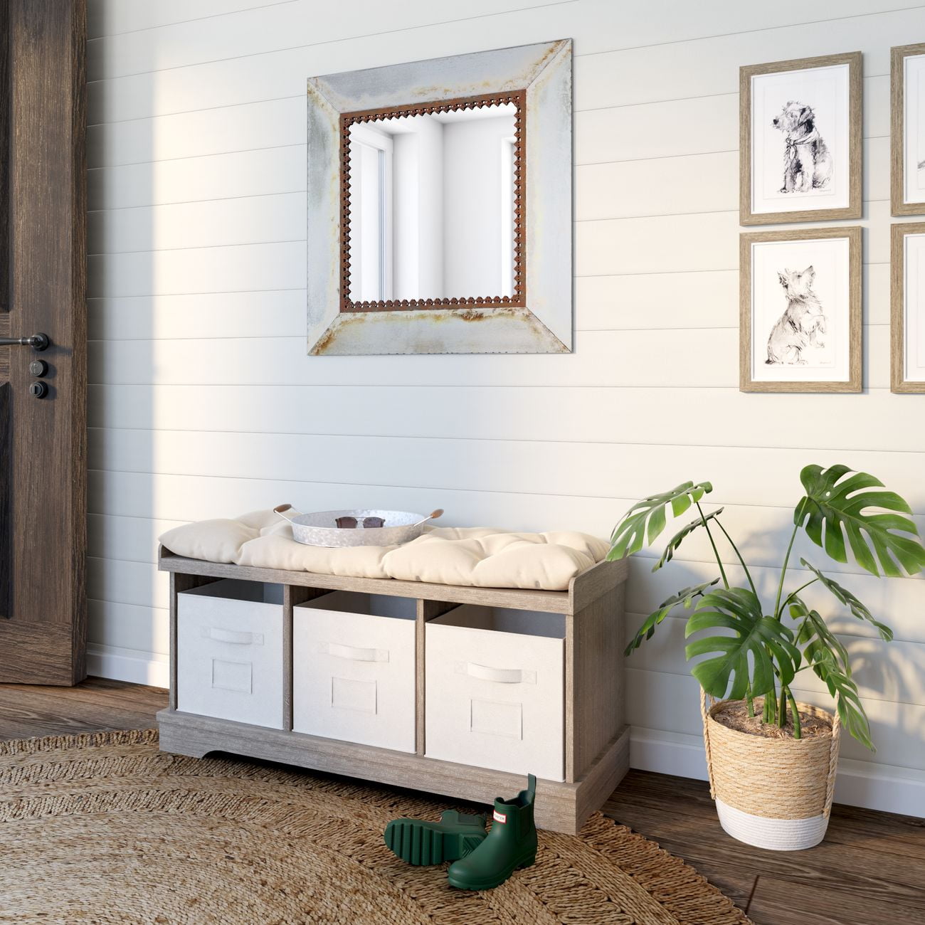 Woven Paths Storage & Tufted Bench, Brown - Walmart.com