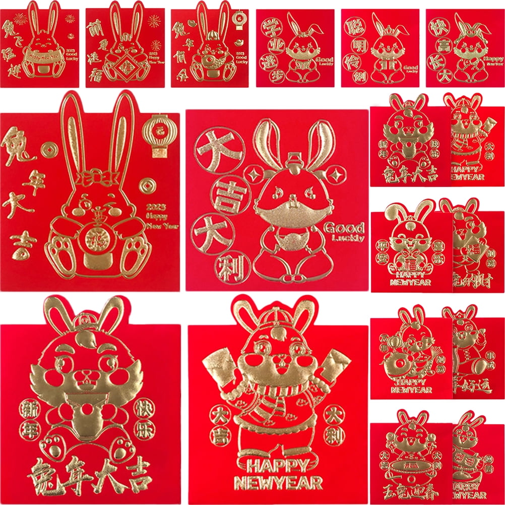 48pcs Chinese New Year Rabbit Red Packets Folding Money Red Envelopes