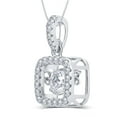 1/4 Carat T.G.W. White Round-Cut CZ and Dancing Swarovski Crystal Sterling Silver Square Fashion ...