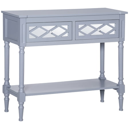 HOMCOM Vintage Console Table with Mirrored Drawers, Retro Sofa Table ...