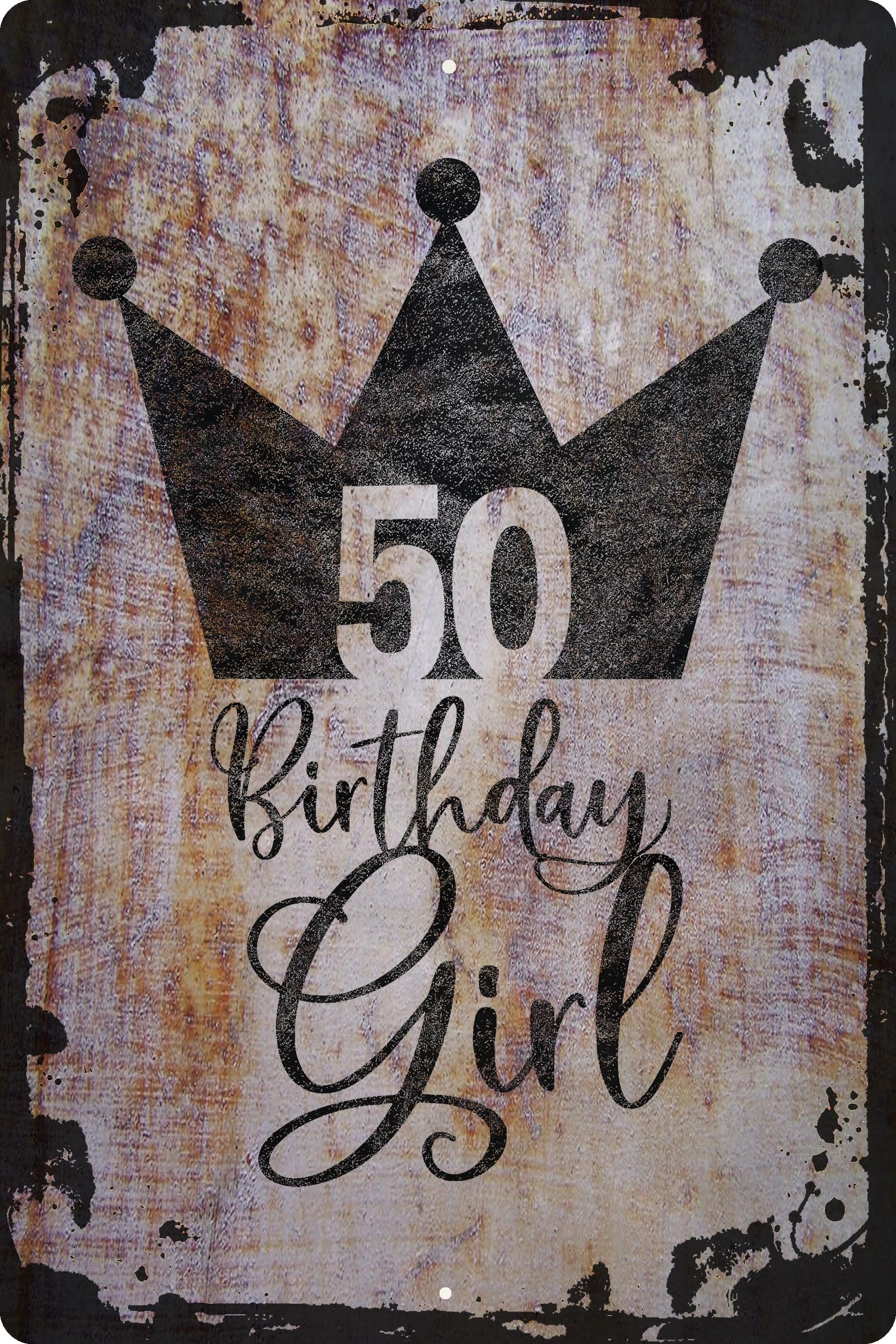 Wall Sign Birthday girl cursive 50 crown fifty getting older celebrate ...