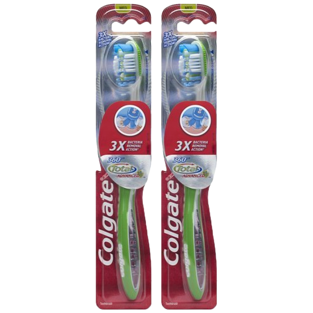 Pack of (2) Colgate 360 Total Advanced Full Head Toothbrush, Medium ...