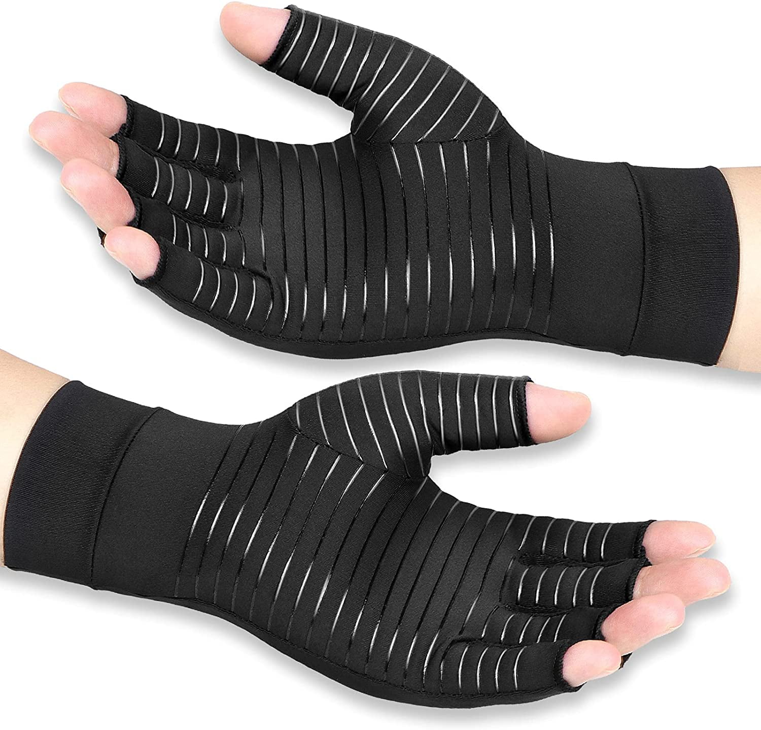 Copper Infused Compression Gloves for Arthritis, Extra Finger Length ...