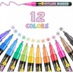 12 color sets Double Line Outline Markers Art Markers Highlighting Pens ...