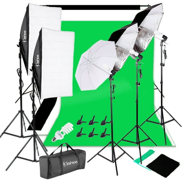 Ktaxon Photography Kit 4 Light Bulb 3 Umbrella Muslin Backdrop Stand ...