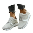 AUDeals Women's Wedge Sneakers Lace Up Platform Shoes Lightweight Non ...