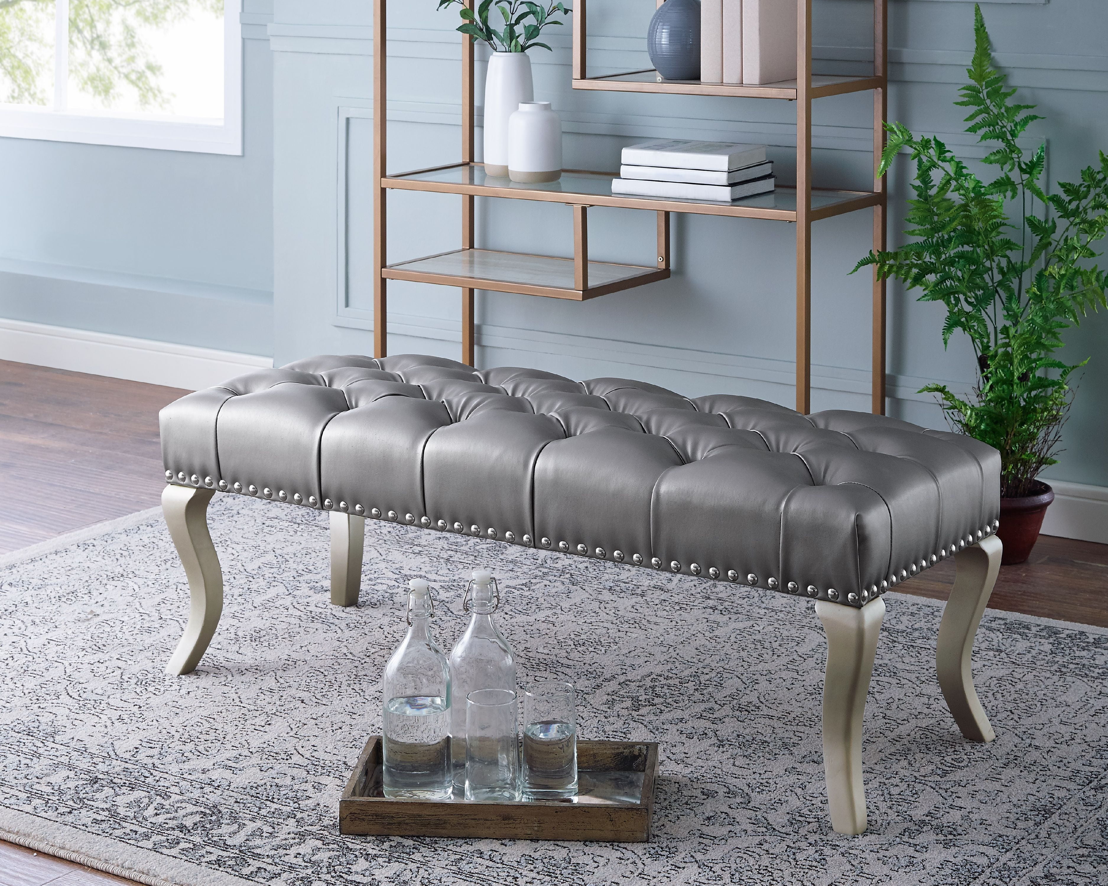 Roundhill Decor Maxem Tufted Faux Leather Upholstered Seat With