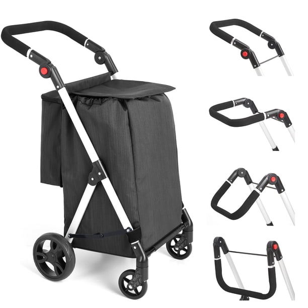 LEUYA ABC Grocery Trolley, 4 Wheel Shopping Trolley, 46L Aluminium ...