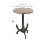 DecMode 18" x 26" Black Metal Anchor Accent Table with Brown Wood Top, 1-Piece - Walmart.com