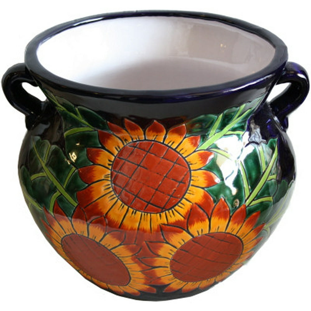 Large Sized Sunflower Mexican Colors Talavera Ceramic Garden Pot large-sized-sunflower-mexican-colors-talavera-ceramic-garden-pot