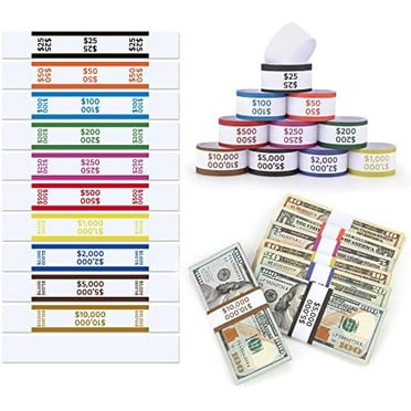 L LIKED Pack of 400 Money Band Bundles Self Sealing Currency Straps for ...