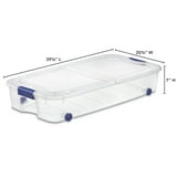 Sterilite Latching Wheeled Storage Bin, 66 Quart Clear Underbed Storage ...