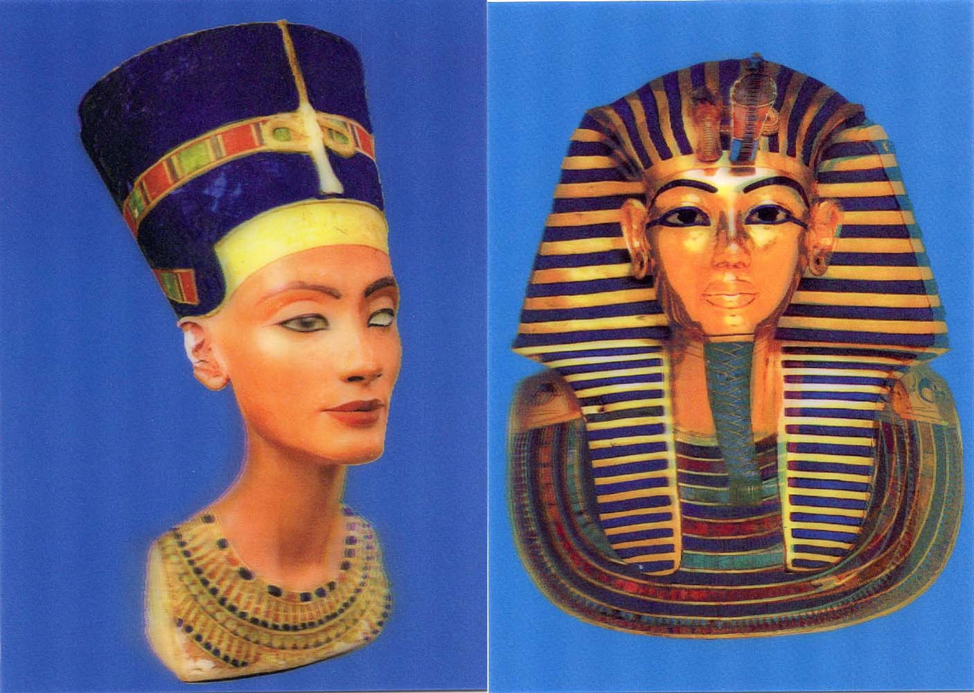 King Tut & Nefertiti: 2 Lenticular 3D Postcard Greeting Cards ...