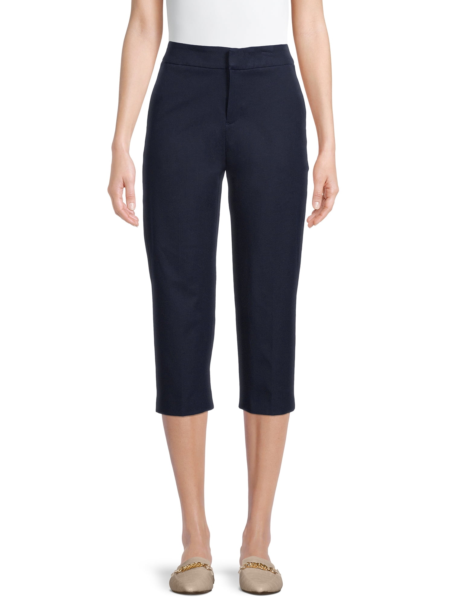 Time and Tru Women's Mid Rise Woven Capri Pants - Walmart.com