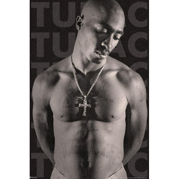 Laminated Tupac Posters 2Pac Poster Shirtless Photo with Tattoos 90s ...