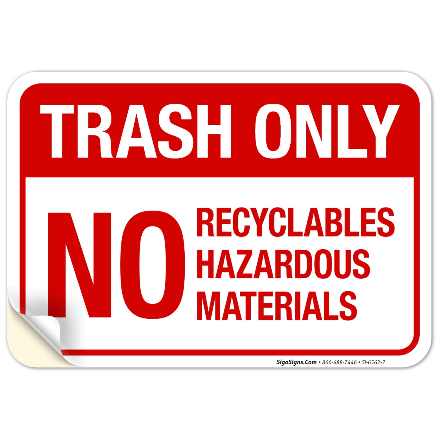 Trash Only Sign, - Walmart.com