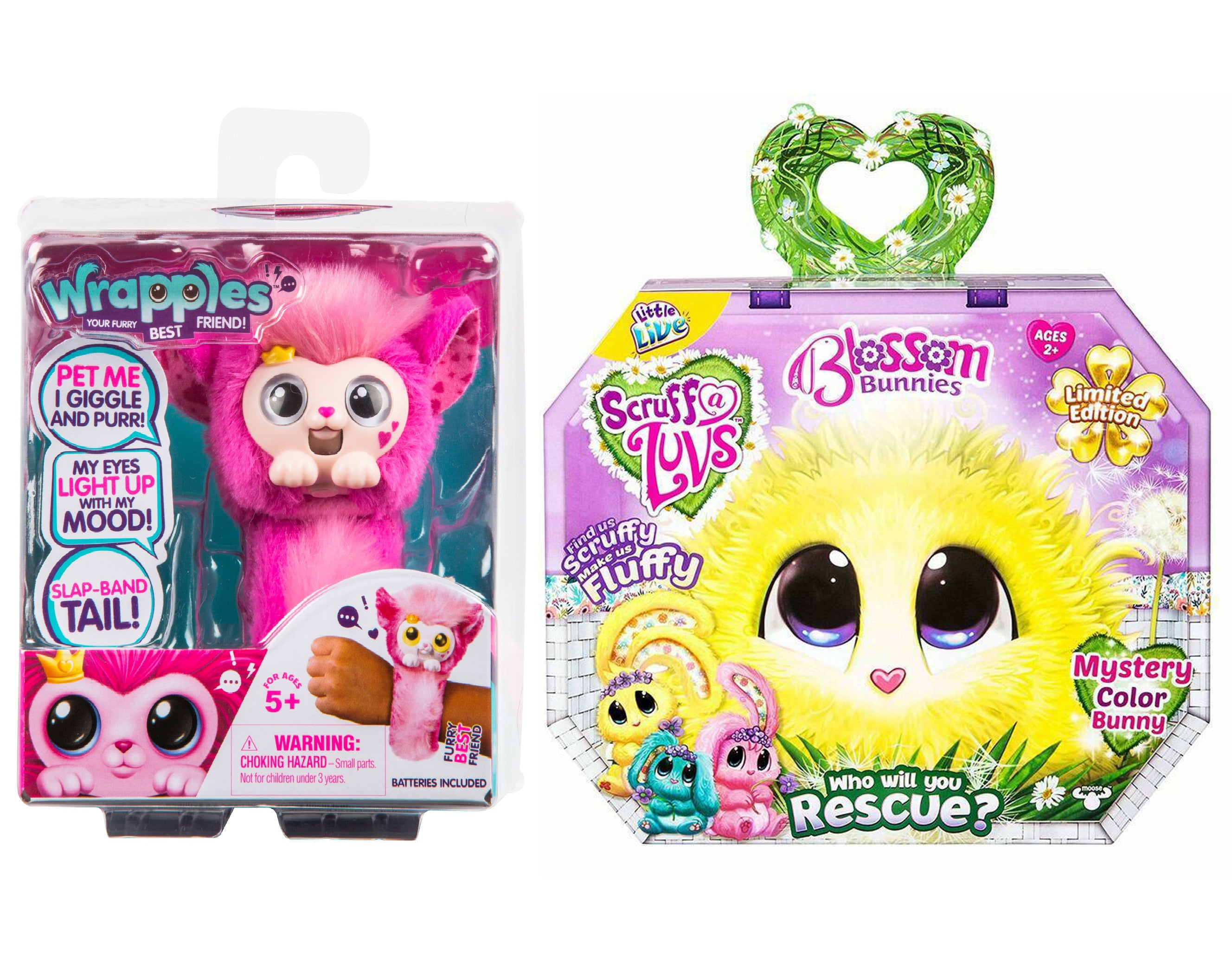 Scruff-a-Luvs Blossom Mystery Bunny Plush Rescue Pet and Pink Princeza ...