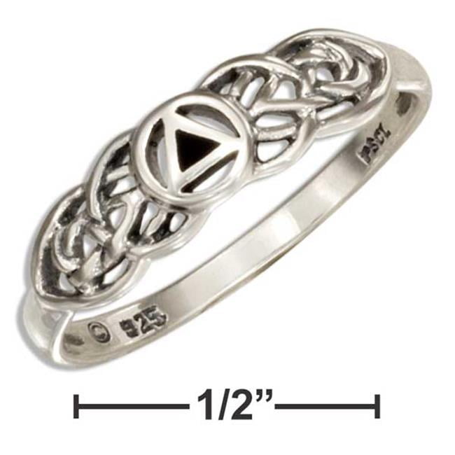 P-020609-05 5 in. Sterling Silver AA Recovery Symbol Ring with Celtic ...